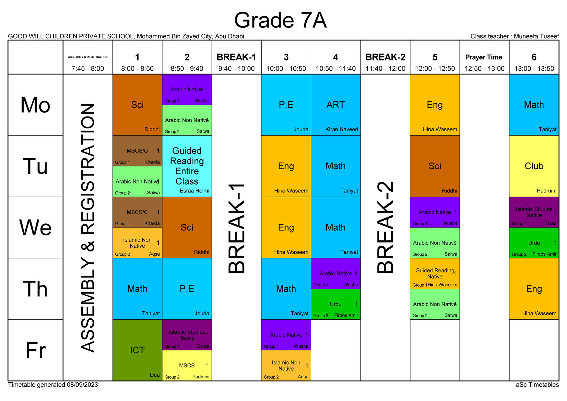 Good Will Children School - Timetable GR-7 - Page 1 - Created with ...