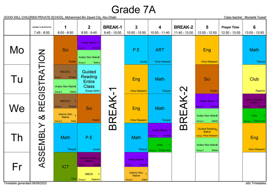 Good Will Children School - Timetable GR-7 - Page 1 - Created with ...