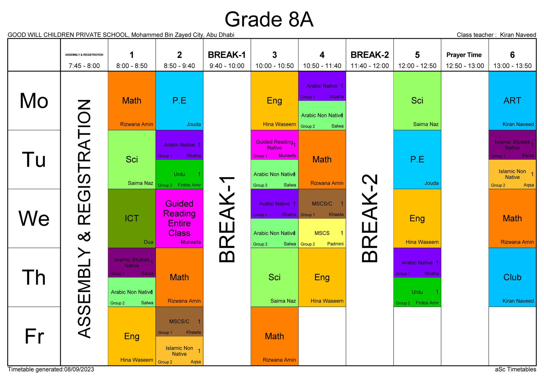Good Will Children School - Timetable GR-8 - Page 2 - Created with ...
