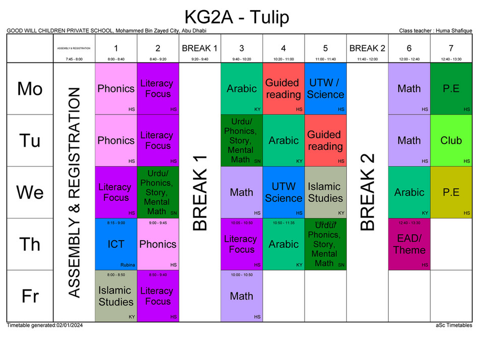 Good Will Children School - Term 2-KG-2 class timetable(2023-2024) - Page 1 - Created with ...