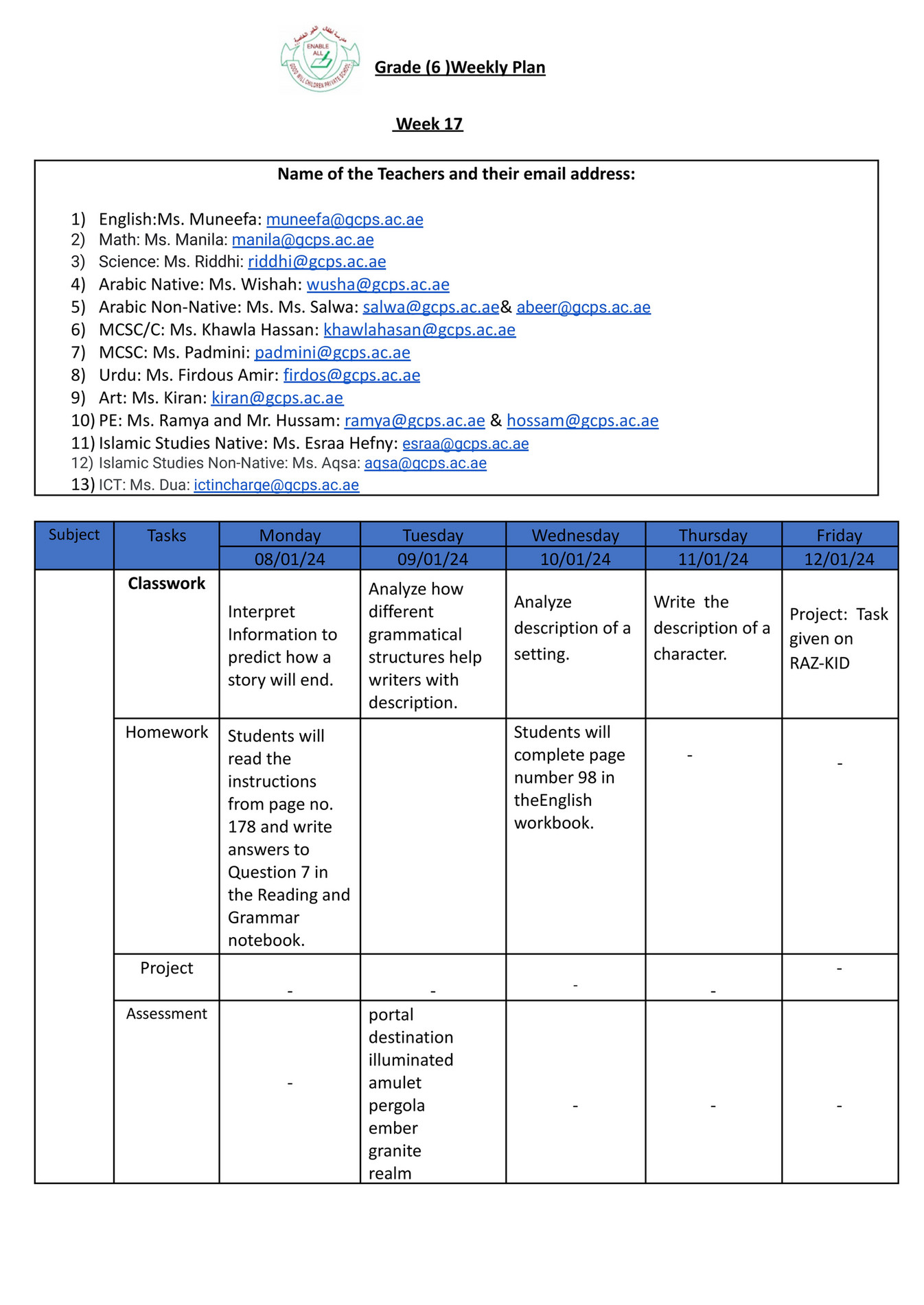 Good Will Children School - GR-6 -Weekly Plan-Term-2-Week-17 - Page 2-3 - Created with Publitas.com