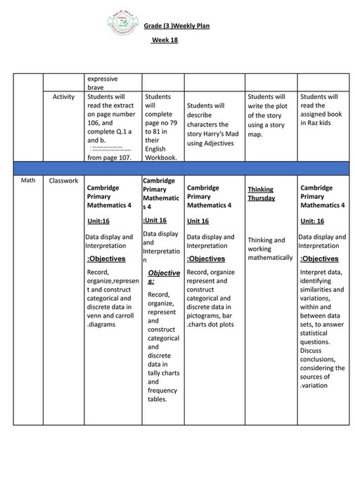 Good Will Children School - GR-3 -Weekly Plan-Term-2-Week-18 - Page 4-5 ...