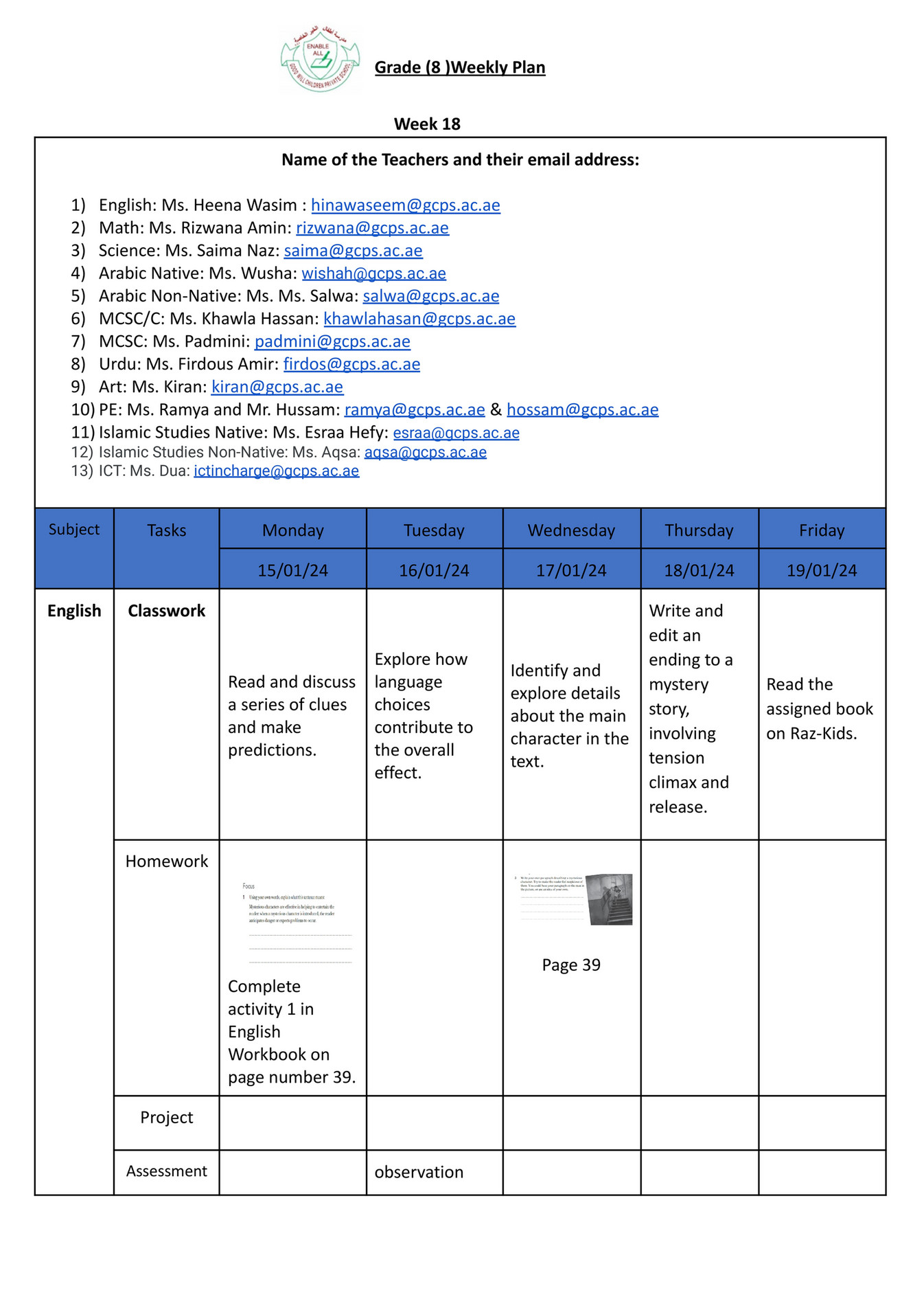 Good Will Children School - GR-8 -Weekly Plan-Term-2-Week-18 - Page 1 ...