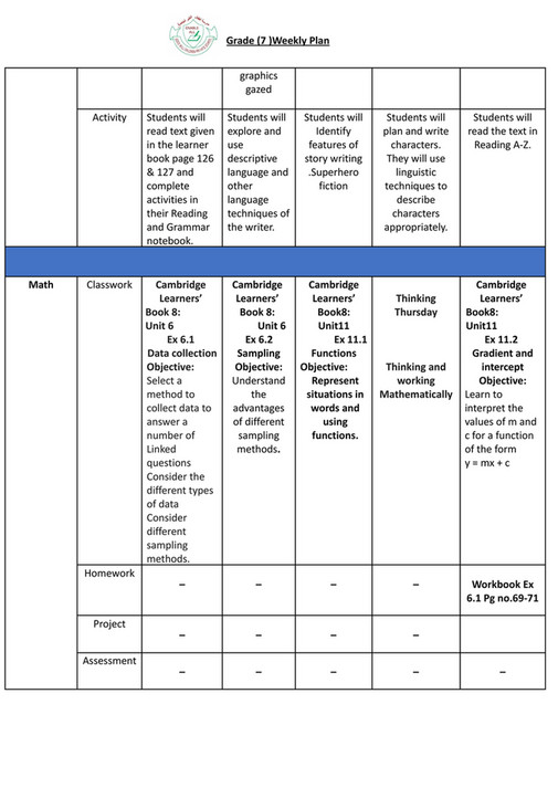 Good Will Children School - GR-7 -Weekly Plan-Term-3-Week-30 - Page 1 ...