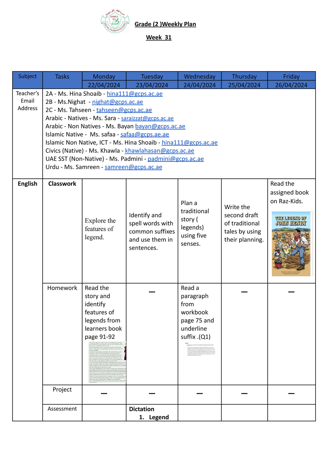 Good Will Children School - GR-2 -Weekly Plan-Term-3-Week-31 - Page 4-5 ...