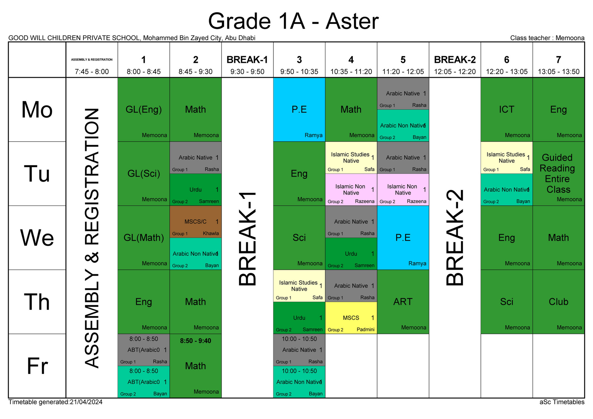 Good Will Children School - GR-1 Term-3 Class timetable - Page 1 ...