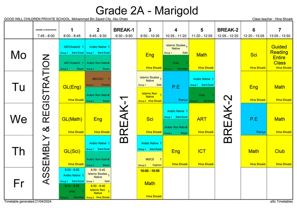 Good Will Children School - GR-2 Term-3 Class timetable - Page 1 ...