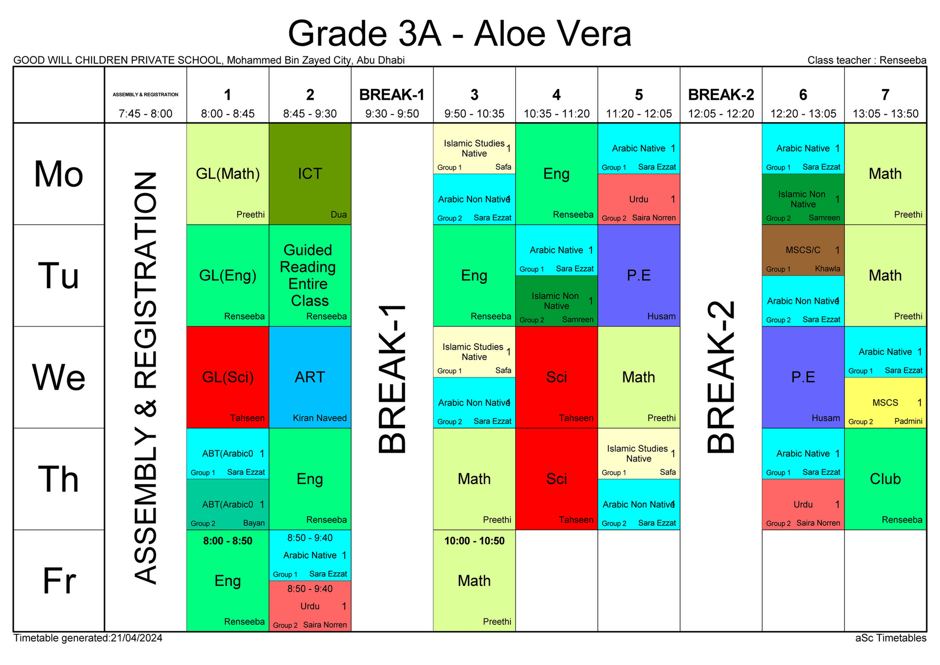 Good Will Children School - GR-3 Term-3 Class timetable - Page 1 ...