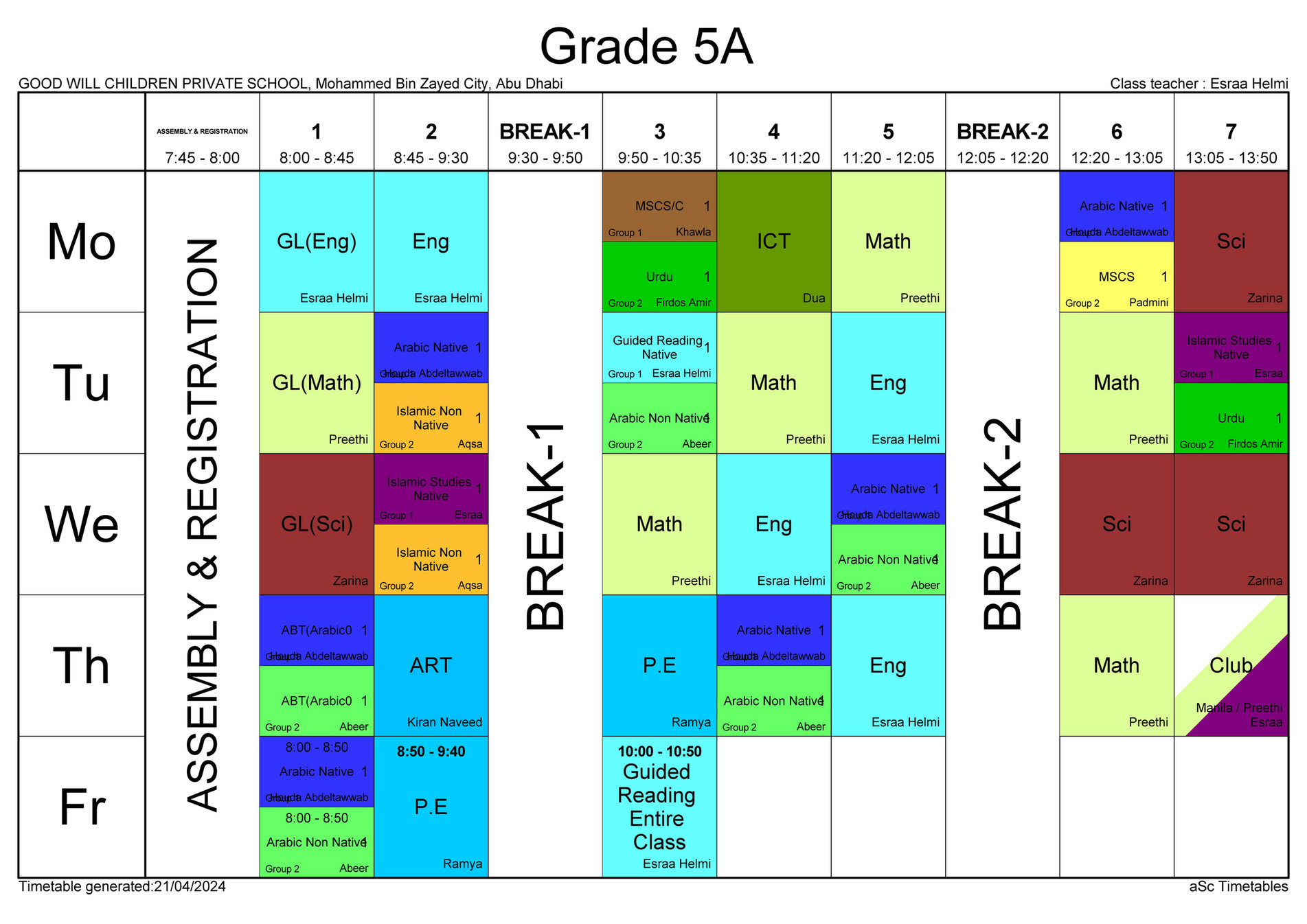Good Will Children School - GR-5 Term-3 Class timetable - Page 1 - Created with Publitas.com