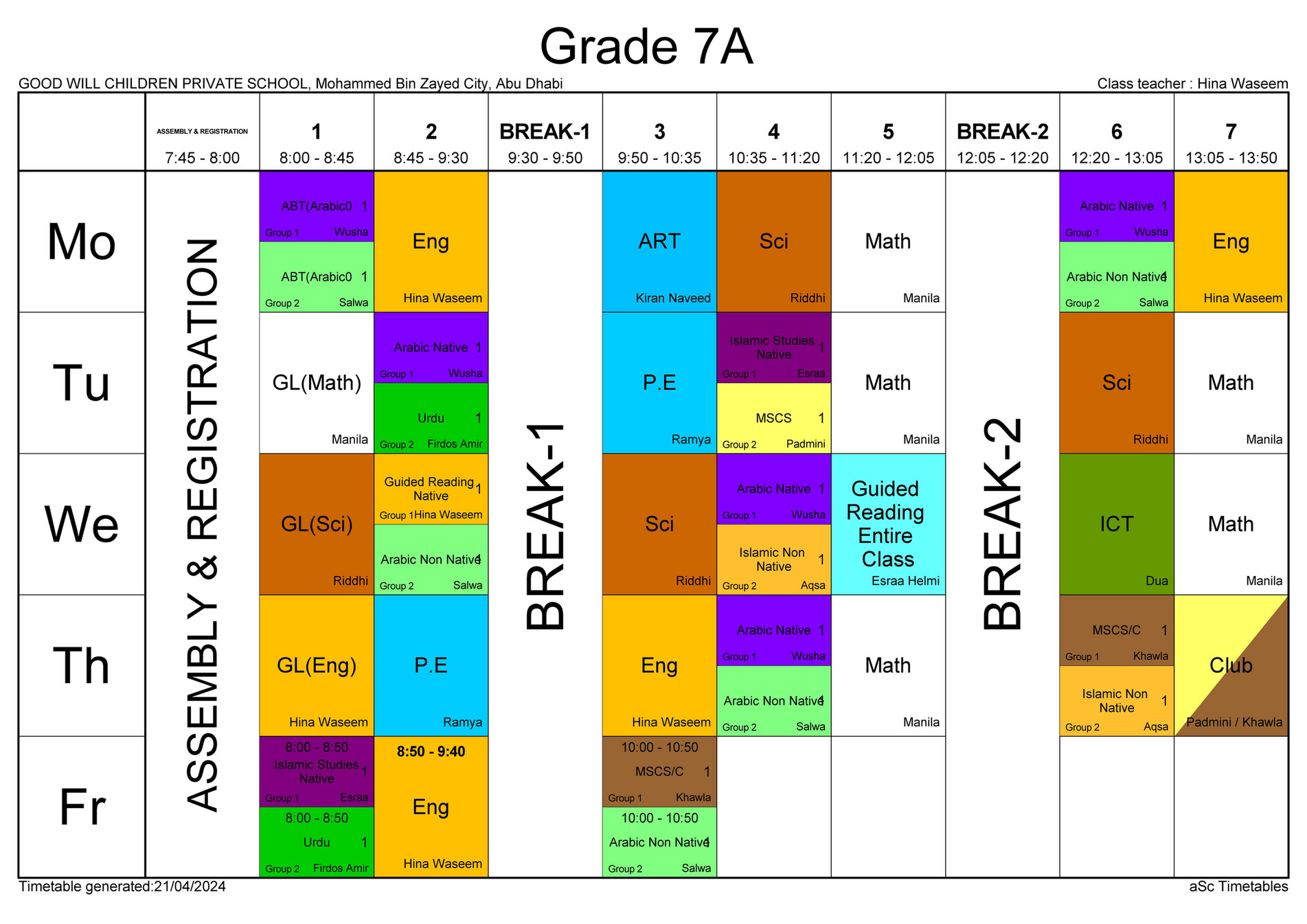 Good Will Children School - GR-7 Term-3 Class timetable - Page 1 ...