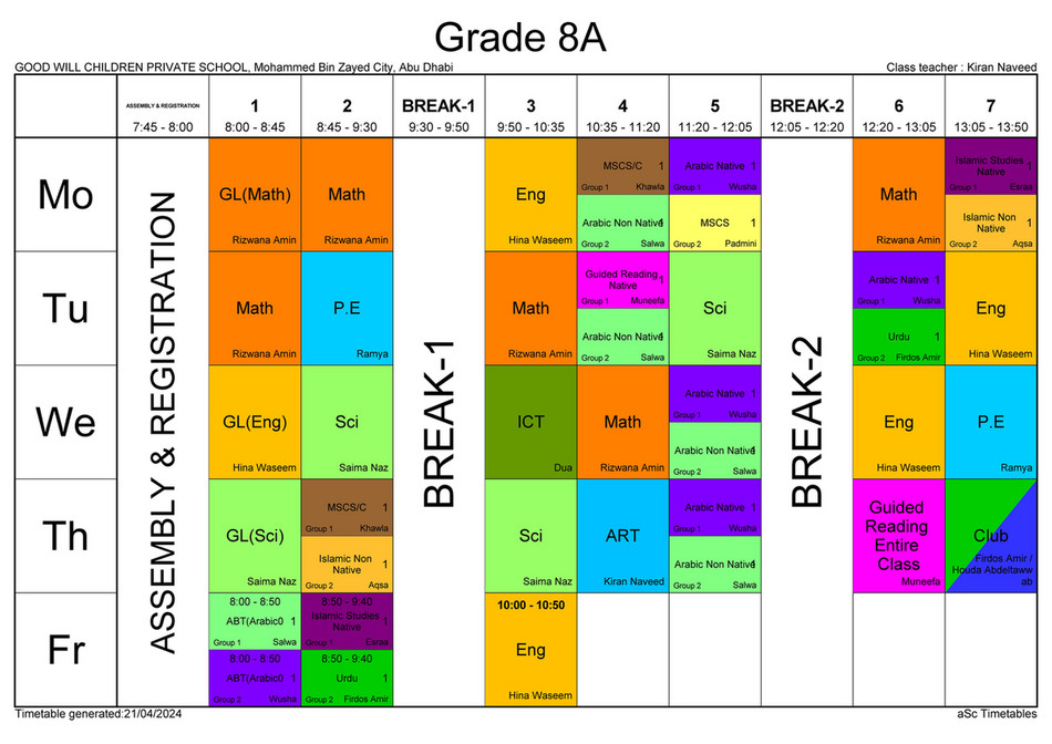 Good Will Children School - GR-8 Term-3 Class timetable - Page 1 ...