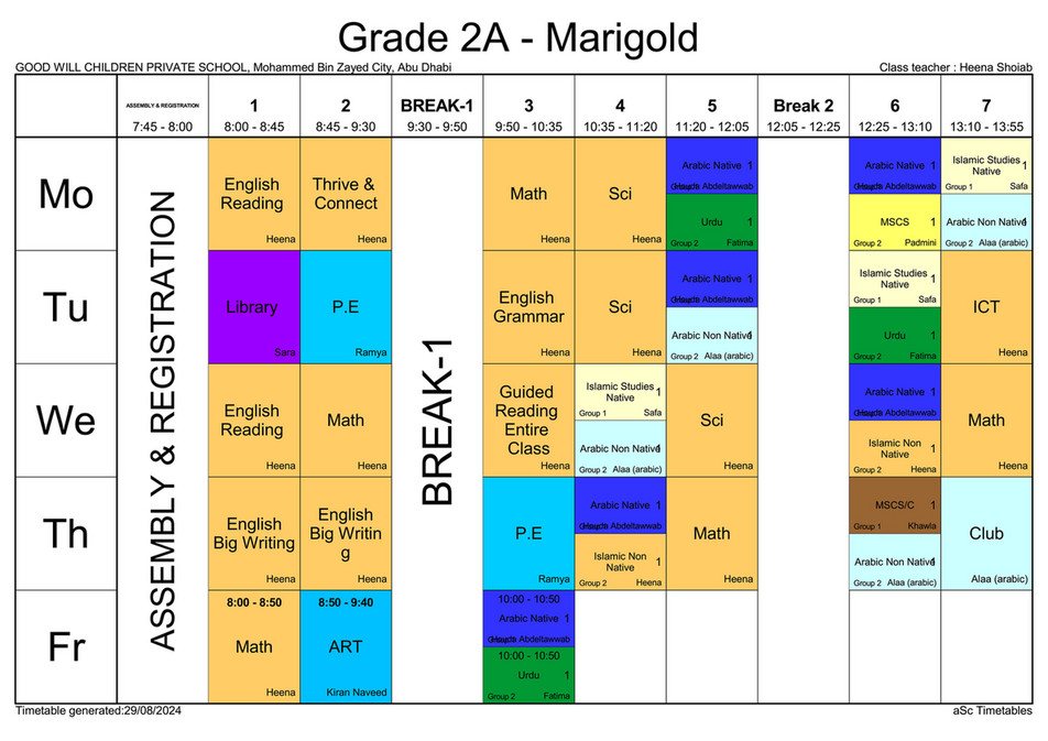 Good Will Children School - GR-2 Term-1 Timetable - Page 1 - Created ...