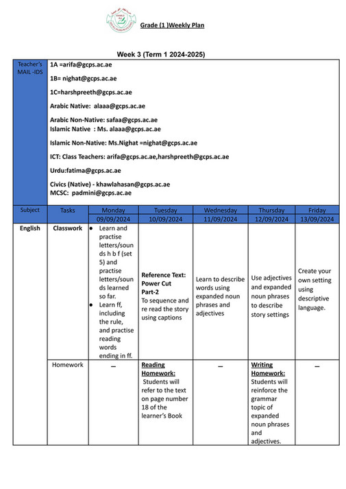 Good Will Children School - GR 1-Weekly Plan-Term-1-Week-3 - Page 1 ...