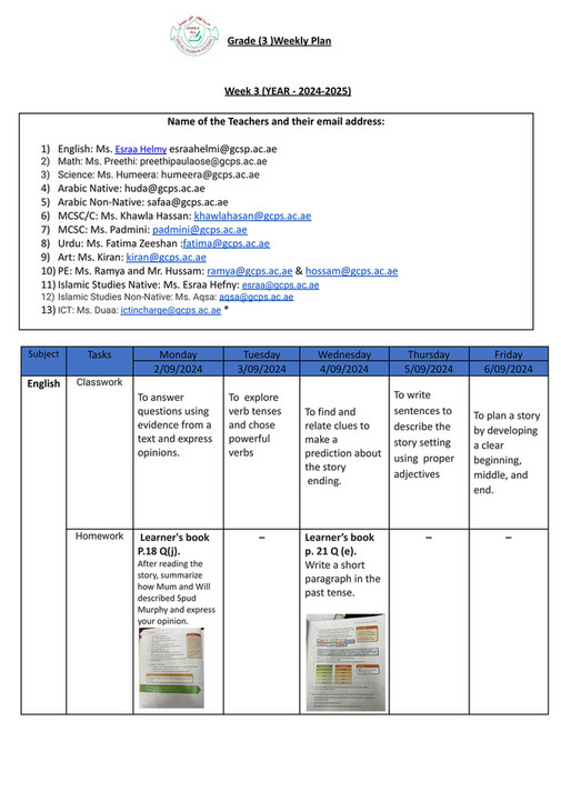Good Will Children School - GR 3-Weekly Plan-Term-1-Week-3 - Page 1 ...