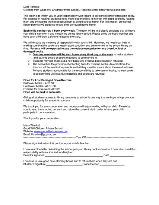 Good Will Children School - LETTER TO PARENT FOR BORROWING BOOKS(KG ... Good Will Children School - LETTER TO PARENT FOR BORROWING BOOKS(KG ...