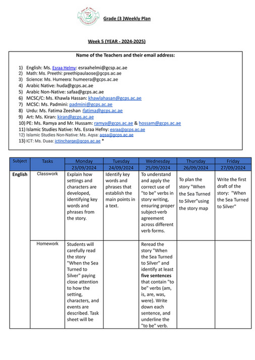 Good Will Children School - GR-3-Weekly Plan-Term-1-Week-5 - Page 1 ...