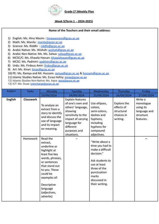Good Will Children School - GR-7-Weekly Plan-Term-1-Week-5 - Page 1 ...