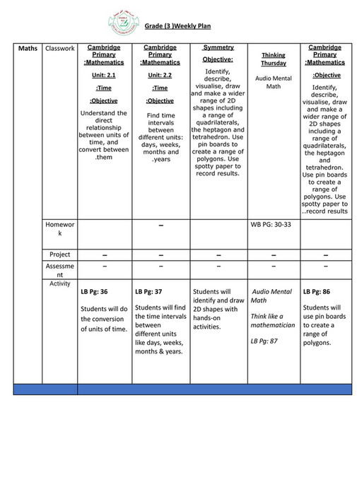 Good Will Children School - GR-3-Weekly Plan-Term-1-Week-11 - Page 2-3 ...