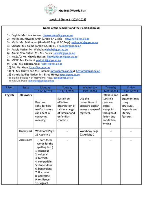 Good Will Children School - GR-8-Weekly Plan-Term-1-Week-12 - Page 1 ...
