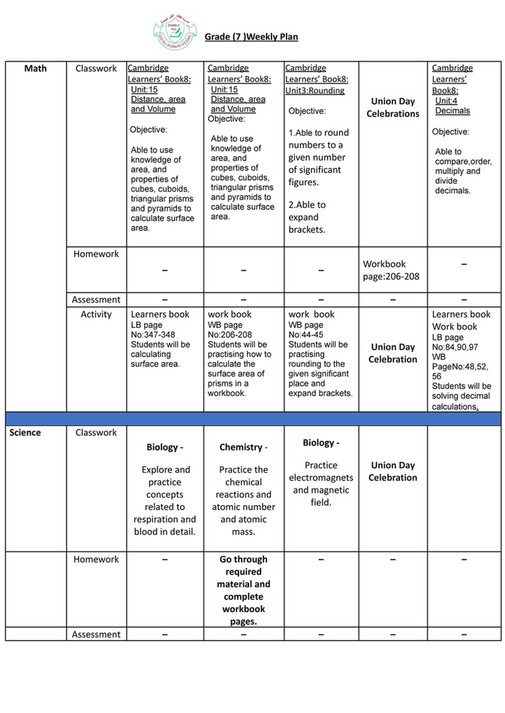 Good Will Children School - GR-7-Weekly Plan-Term-1-Week-14 - Page 2-3 ...