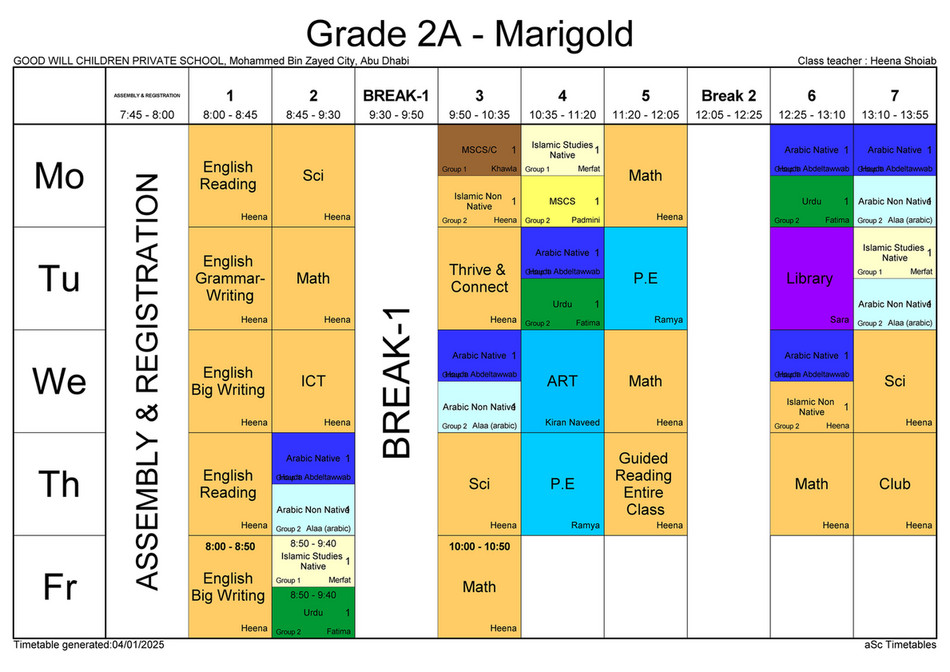 Good Will Children School - Term-2 GR-2 Classes Timetable - Page 1 - Created with Publitas.com