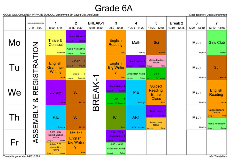 Good Will Children School - Term-2 GR-6 Classes Timetable - Page 1 ...