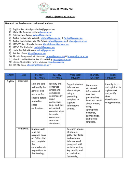 Good Will Children School - GR-4-Weekly Plan-Term-2-Week-17 - Page 1 - Created with Publitas.com