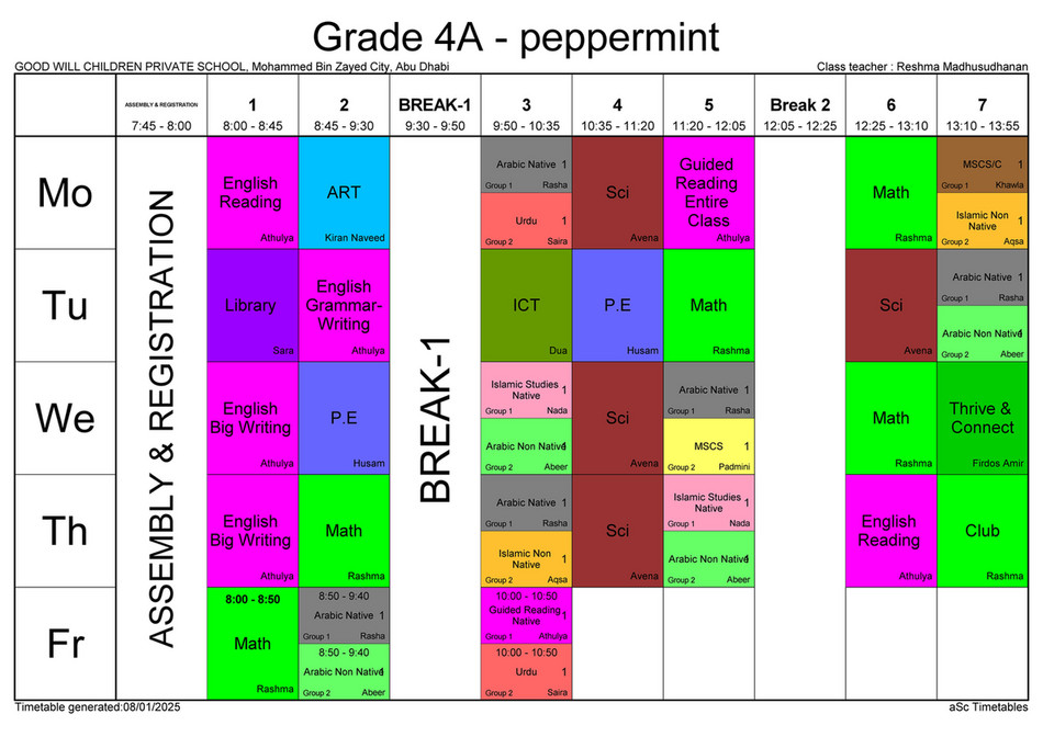 Good Will Children School - GR-4 Term-2 Timetable - Page 1 - Created with Publitas.com