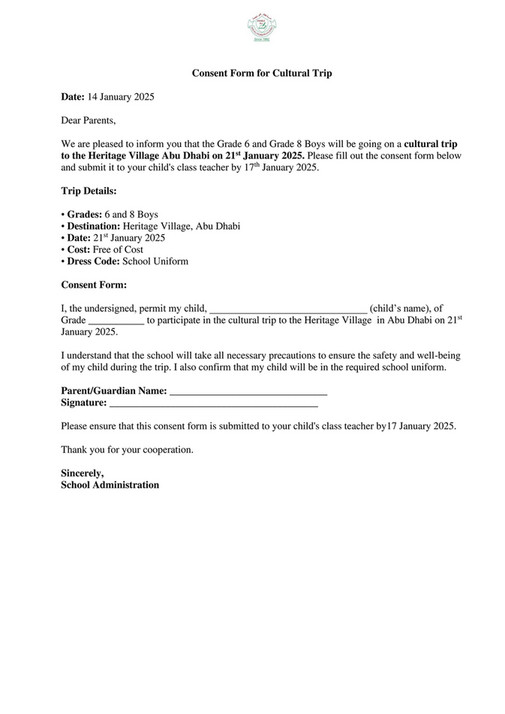 Good Will Children School - Heritage Village Consent form (Boys) - Page ...