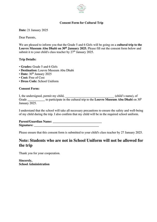 Good Will Children School - GR-5 and GR-6 Girls) Loure Museum Consent ...