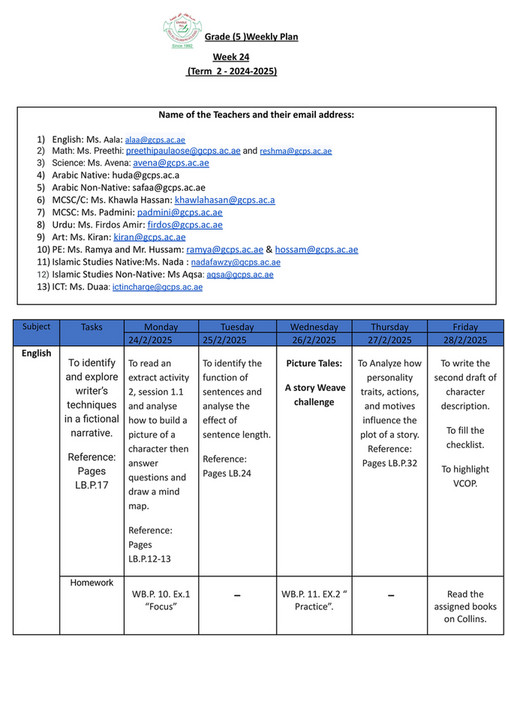 Good Will Children School - GR-5-Weekly Plan-Term-2-Week-24 - Page 1 ...
