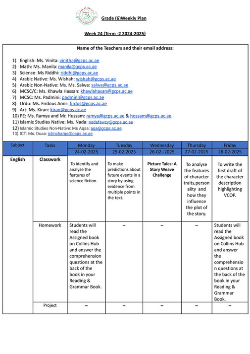 Good Will Children School - GR-6-Weekly Plan-Term-2-Week-24 - Page 1 ...