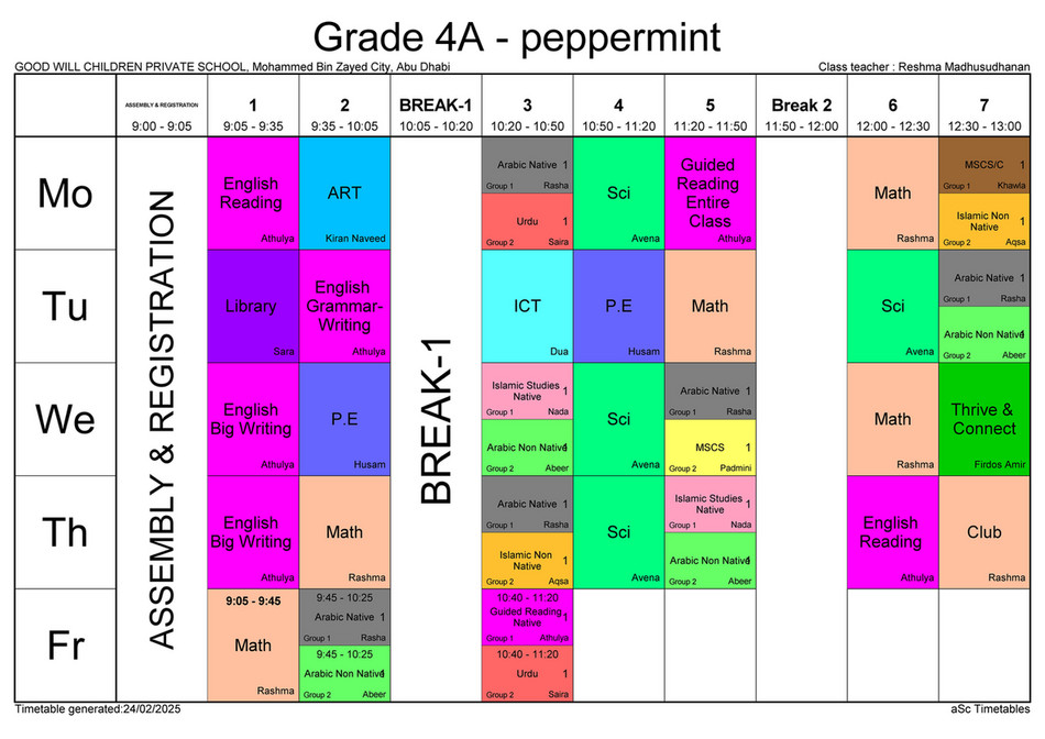 Good Will Children School - Ramadan Timetable GR-4 - Page 1 - Created ...