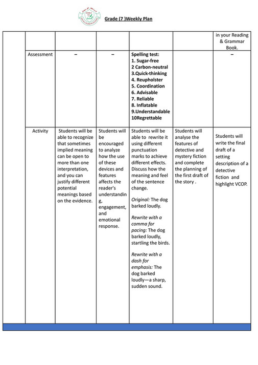 Good Will Children School - GR-7-Weekly Plan-Term-3-Week-30 - Page 2-3 ...