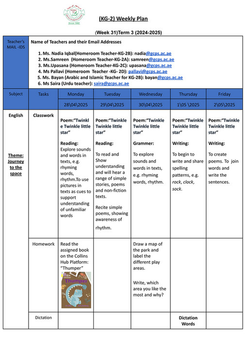 Good Will Children School - KG-2-Weekly Plan-Term-3-Week-31 - Page 1 - Created with Publitas.com