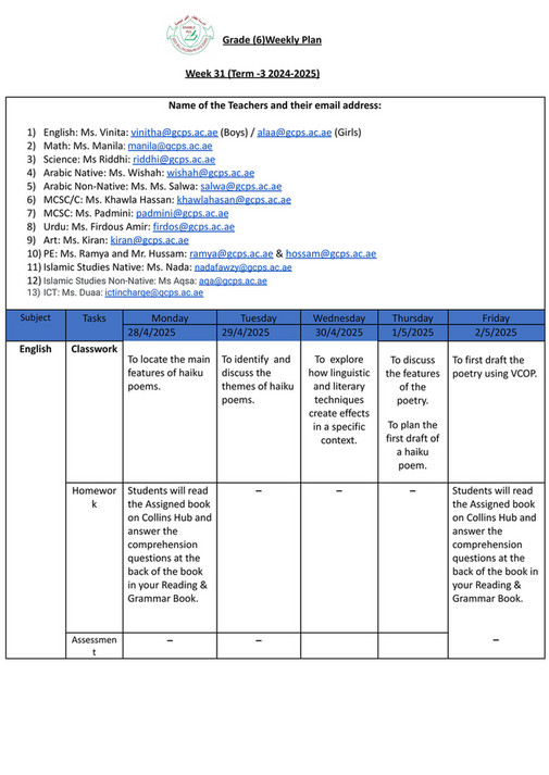 Good Will Children School - GR-6-Weekly Plan-Term-3-Week-31 - Page 1 ...