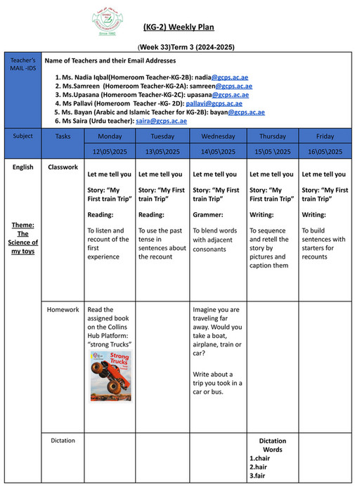 Good Will Children School - KG-2-Weekly Plan-Term-3-Week-33 - Page 1 - Created with Publitas.com