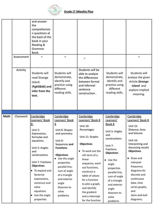 Good Will Children School - GR-7-Weekly Plan-Term-3-Week-37 - Page 1 ...