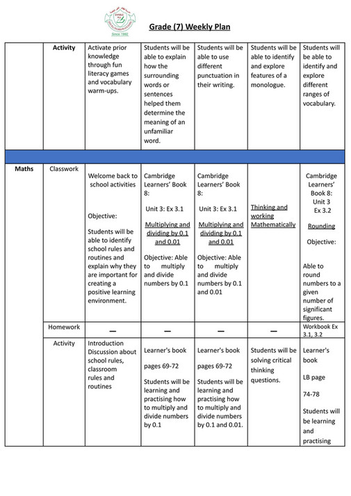 Good Will Children School - GR-7-Weekly Plan-Term-1-Week-1 - Page 1 ...
