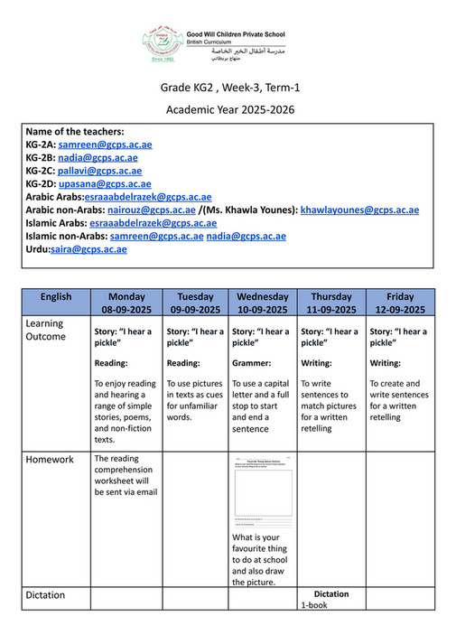 Good Will Children School - KG-2-Weekly Plan-Term-1-Week-3 - Page 1 ...