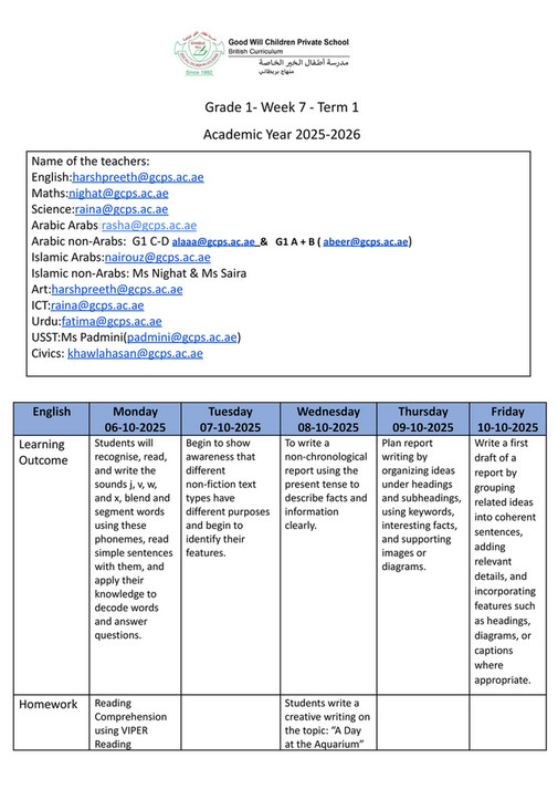 Good Will Children School - GR-1-Weekly Plan-Term-1-Week-7 - Page 1 - Created with Publitas.com