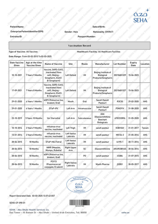 Good Will Children School - Vaccination Record Example - Page 1 ...