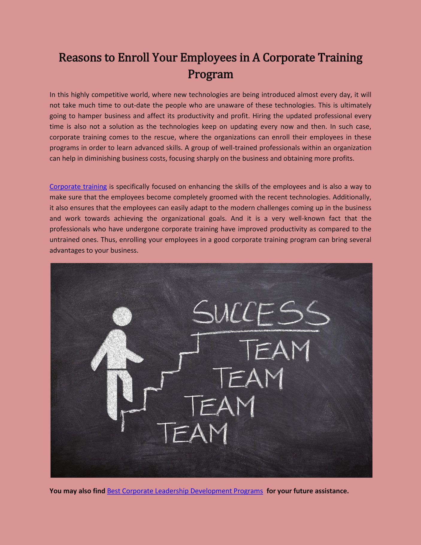 My publications - Reasons to Enroll Your Employees in A Corporate ...