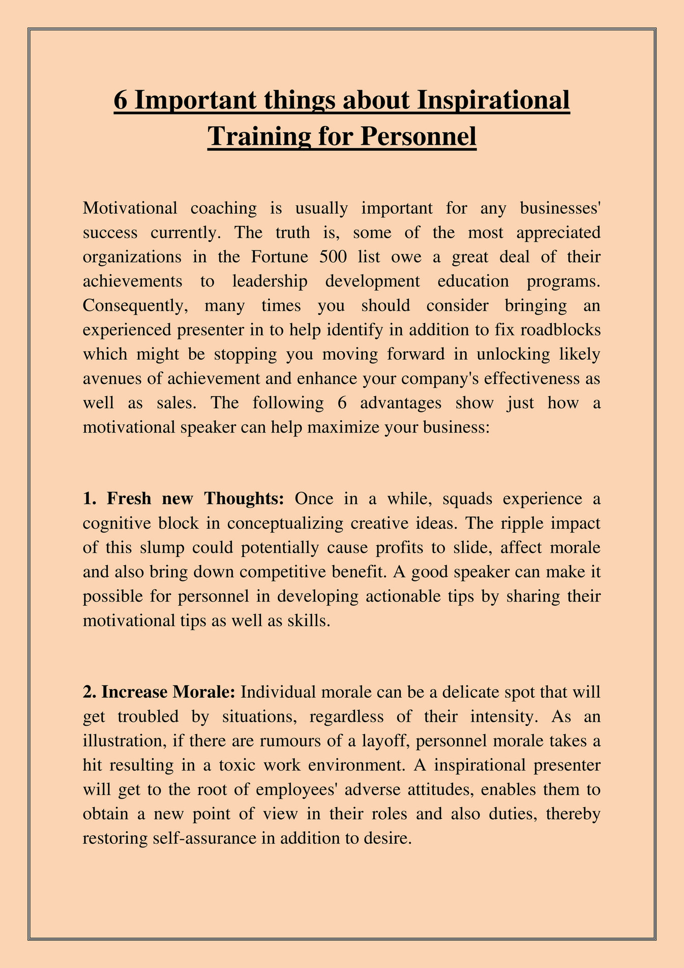 My publications - 6 Important things about Inspirational Training for ...