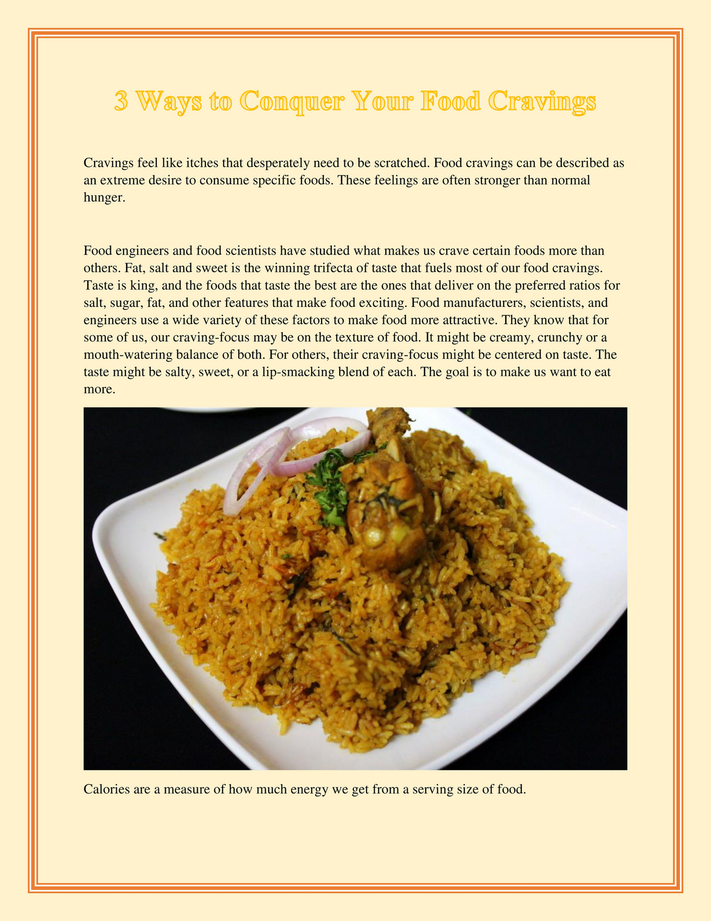 My publications - 3 Ways to Conquer Your Food Cravings - Page 1 ...