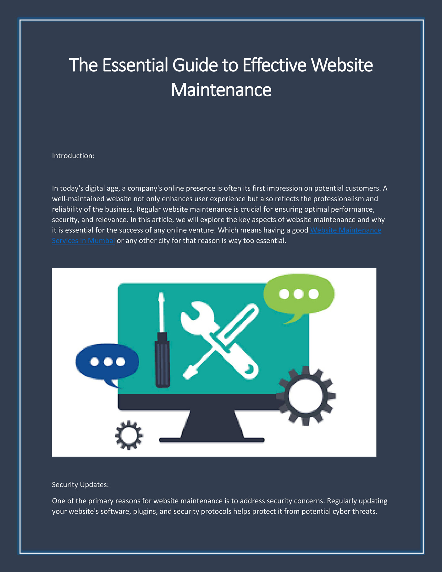 My publications - The Essential Guide to Effective Website Maintenance ...