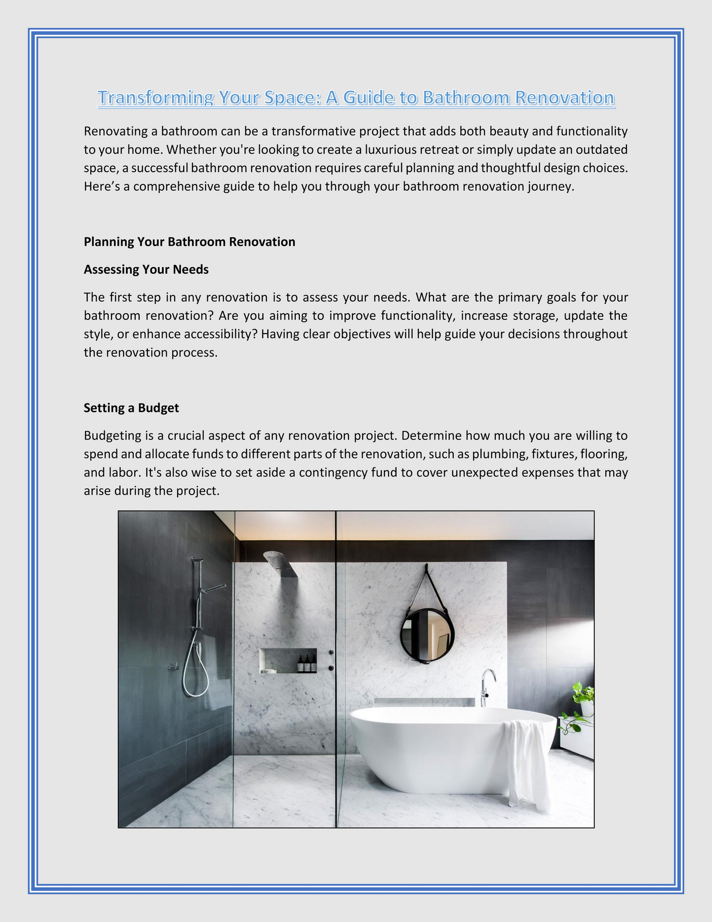 My publications - Transforming Your Space - A Guide to Bathroom ...