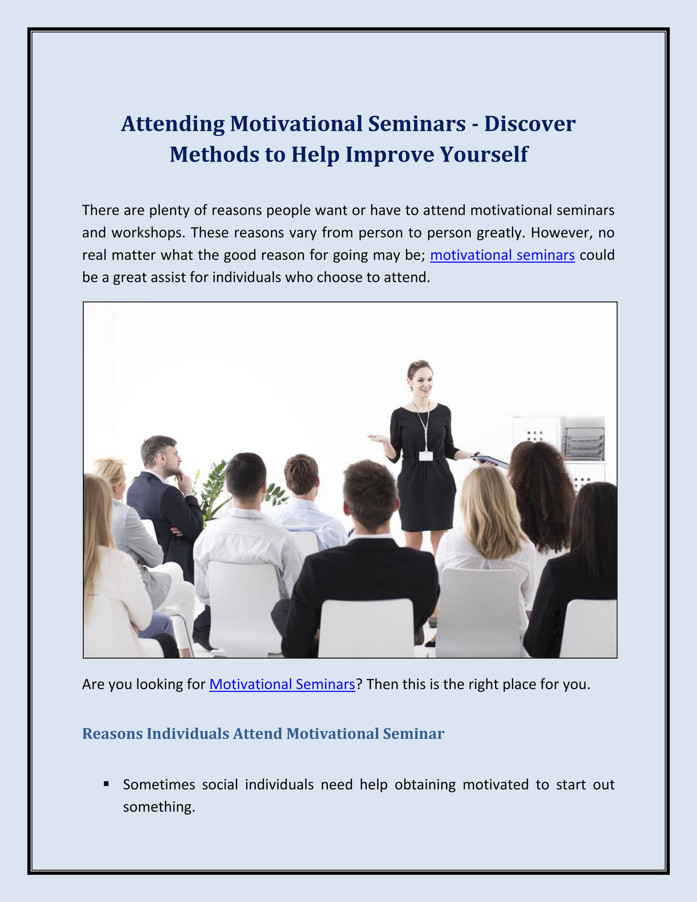 My publications - Attending Motivational Seminars - Page 1 - Created ...