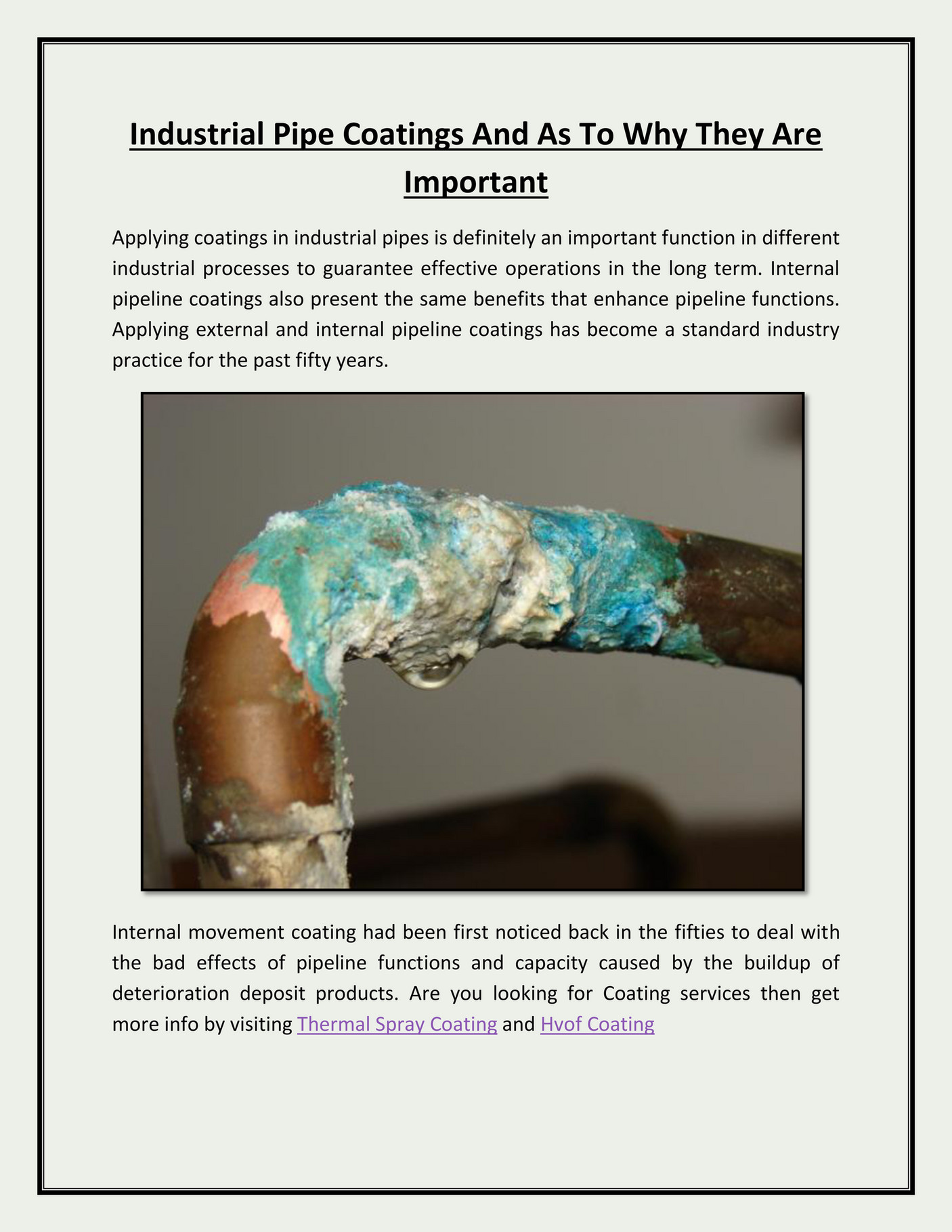 My publications - Industrial Pipe Coatings and As to why They Are ...