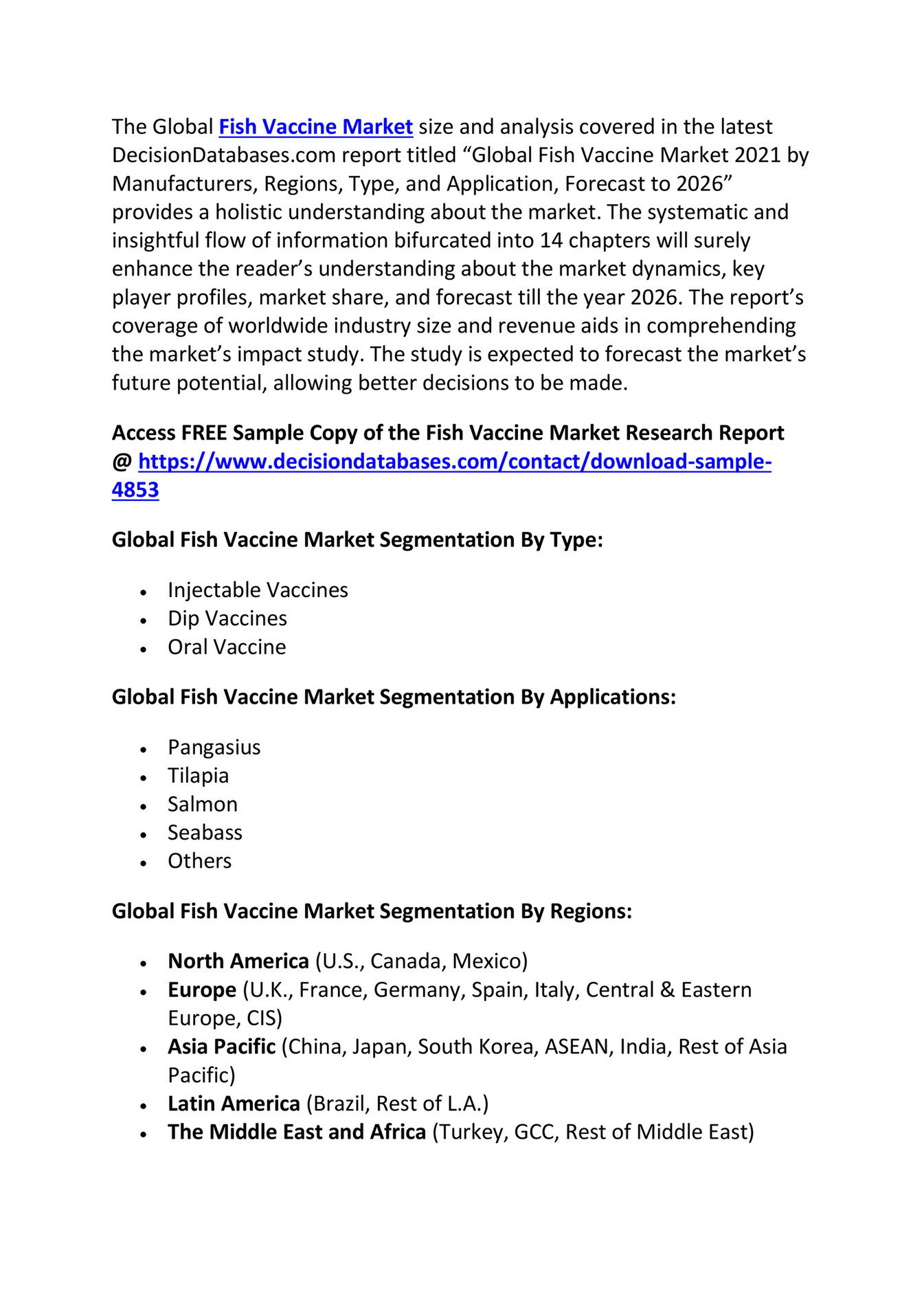 Fish Vaccine Market Size, Growth, 2022 to 2028 | Industry Research ...